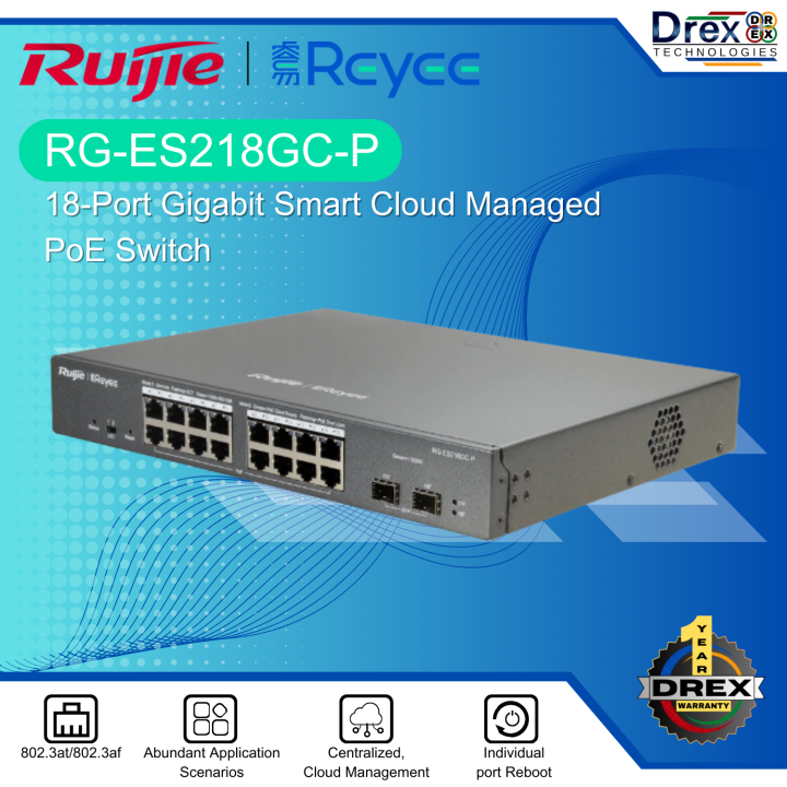 RUIJIE/REYEE (RG-ES218GC-P) 18-Port Gigabit Smart Cloud Mananged PoE Switch | Lazada PH