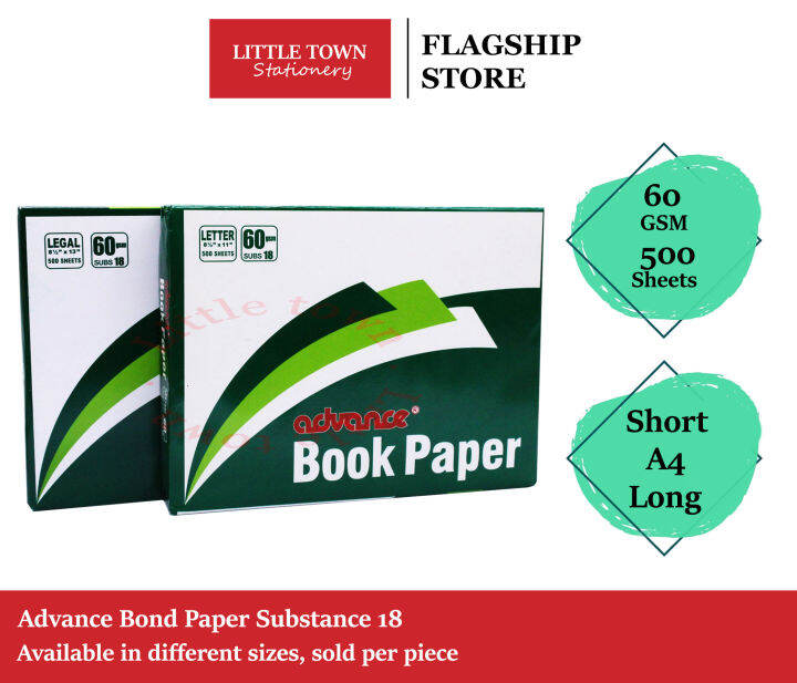 Advance Bond Paper 500 Sheets Ream / Sub 18 / 60gsm | Lazada PH