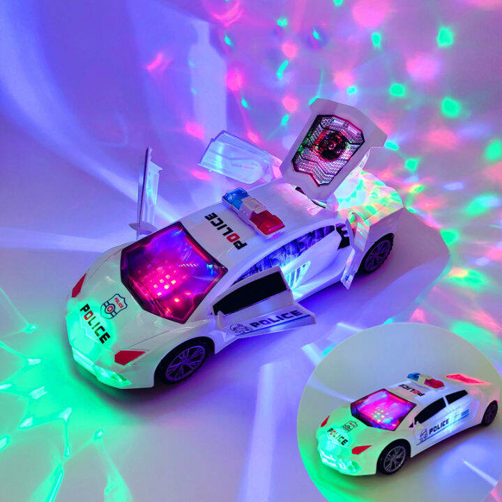 Electric 360 Rotation Police Car Vehicle with LED Light Music Dancing ...