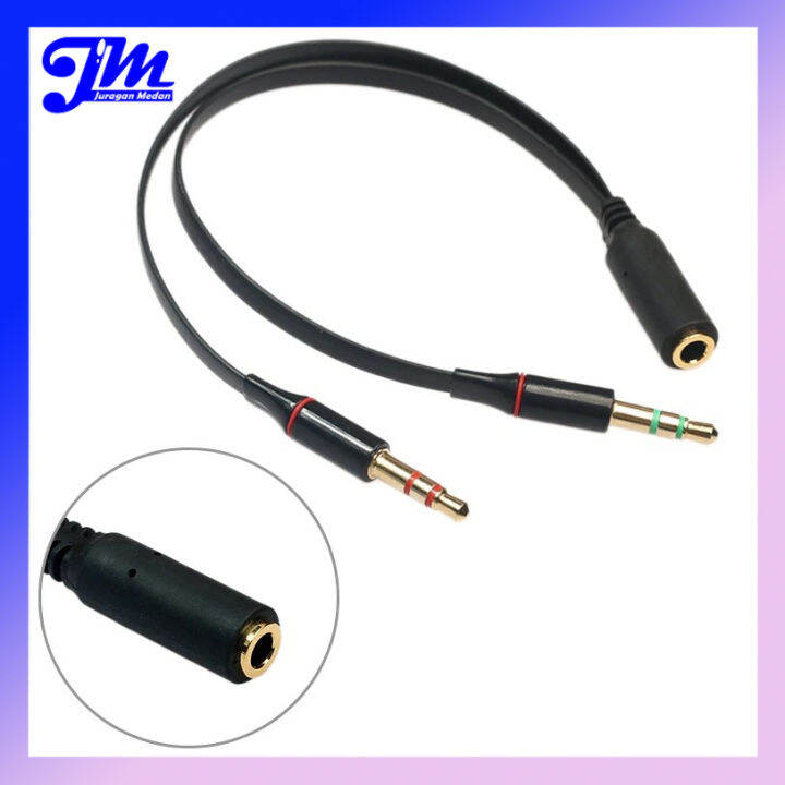 Splitter Audio Jack 3.5mm Female ke Dual 3.5mm Male HiFi Mic+Hear ...