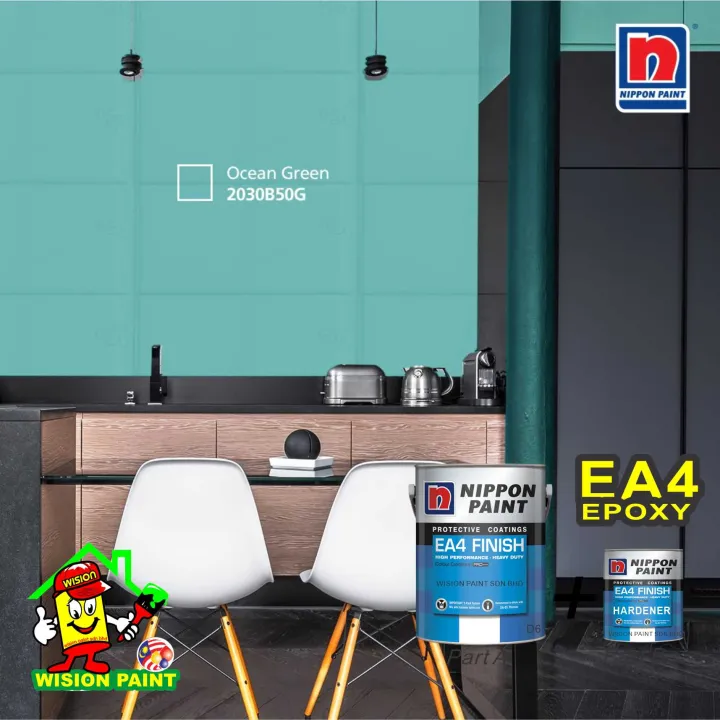 Ocean Green 2030B50G ( 1L ) Nippon Paint EA4 Floor Paint Protective ...