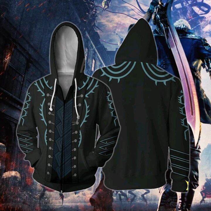 SQ2 Devil May Cry 5 Jacket Long Sleeve Cosplay Vergil Nelo Angelo 3D ...