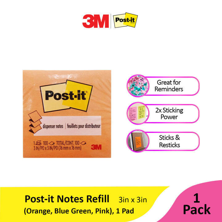 3M Post-it Pop-up Notes R330 Refill 3in x 3in 100 sheets MPR330 ...