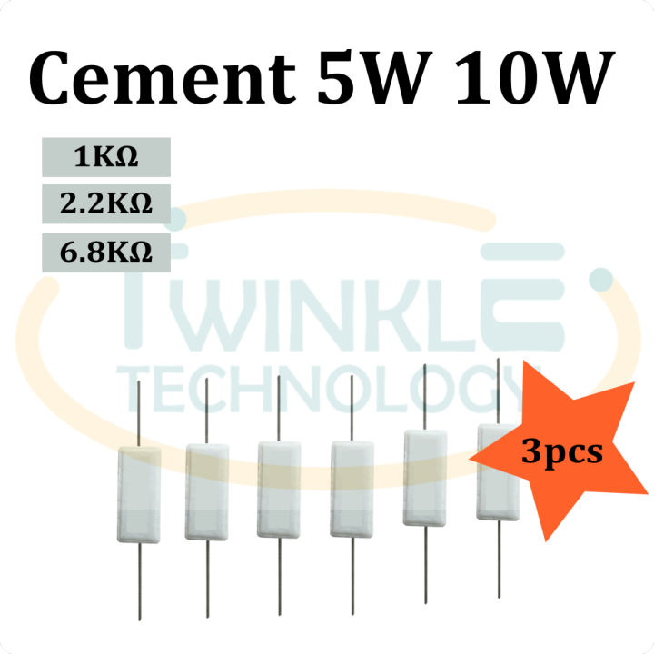 Resistor Cement 5W 10W 1K, 2.2K, 6.8K Cement Perintang 5 Watt 5% | Lazada