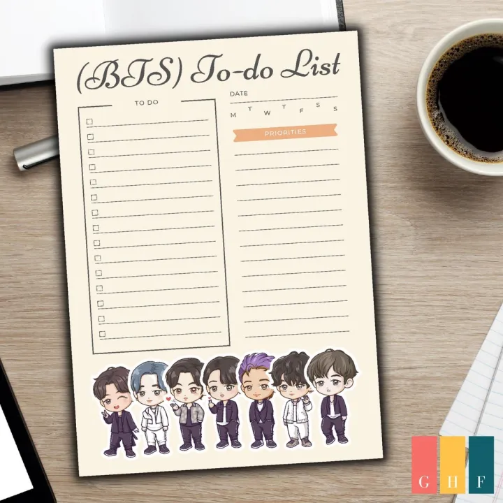 BTS KPop Daily, Weekly, Monthly, To Do List Planner Board | Reusable ...