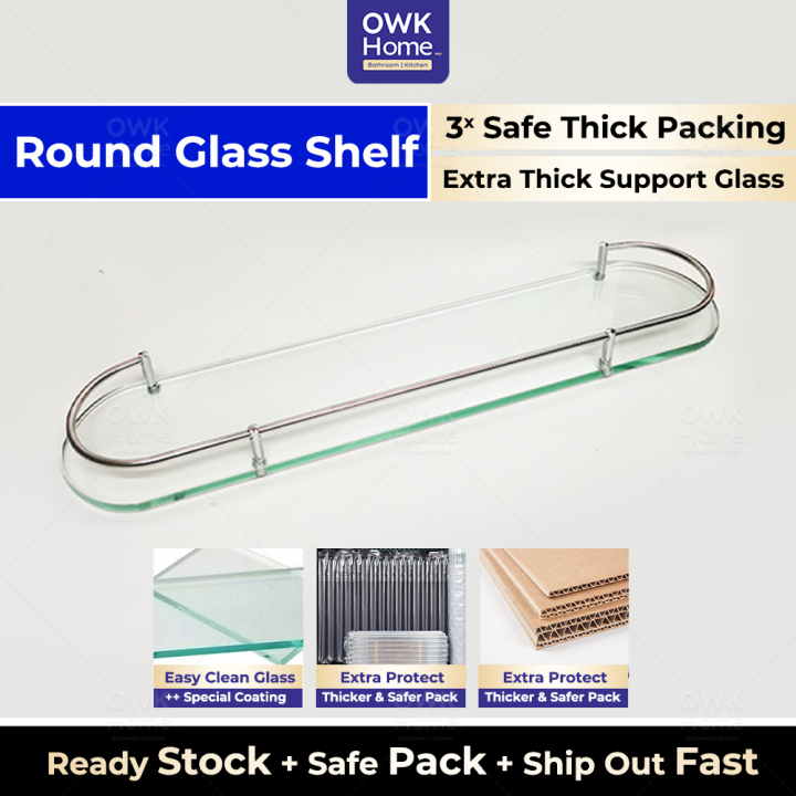 Bathroom Round Glass Shelf/ Tempered Glass Shelf / Wall Hung Glass ...
