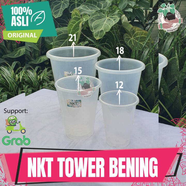 Pot Tanaman Hias Bunga NKT Tower Plastik Bening Transparan Tinggi Pot ...