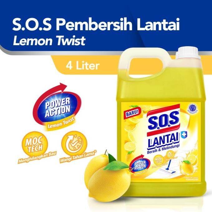 SOS Pembersih Lantai Kuning Lemon 4 Liter Jerigen - SOS Floor Cleaner ...