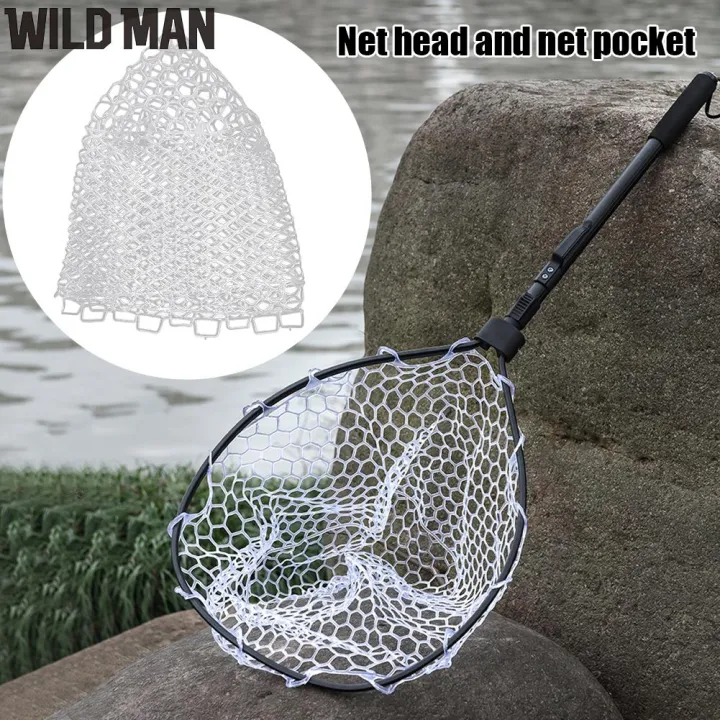 Fishing Nets Replacement Collapsible Rubber Mesh Hole Fish Catch ...
