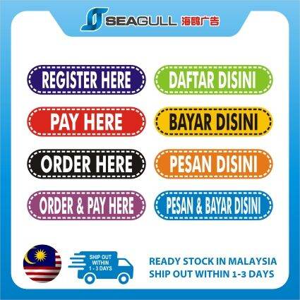 Cashier Please Pay Here Please Register Here Sila Bayar Sini Sticker ...