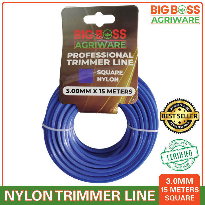 BBA Nylon Trimmer Line 3.0mm x 15m Square Blue (Tansi) for Grass Cutter ...