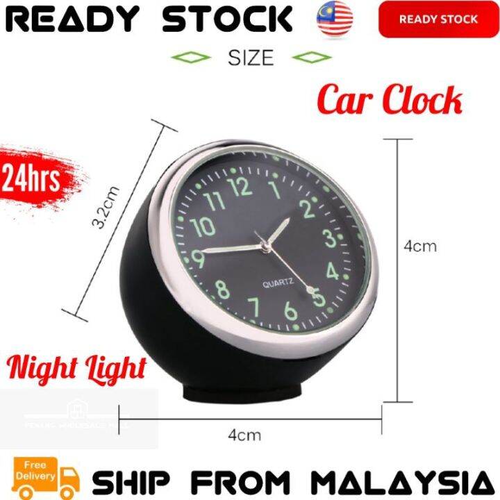 Car Analog Clock Small Round Auto Quartz Night Clock with Noctilucence ...
