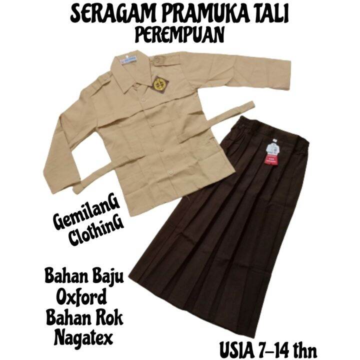 SERAGAM PRAMUKA SD // SETELAN SERAGAM PRAMUKA TALI LENGAN PANJANG ANAK ...