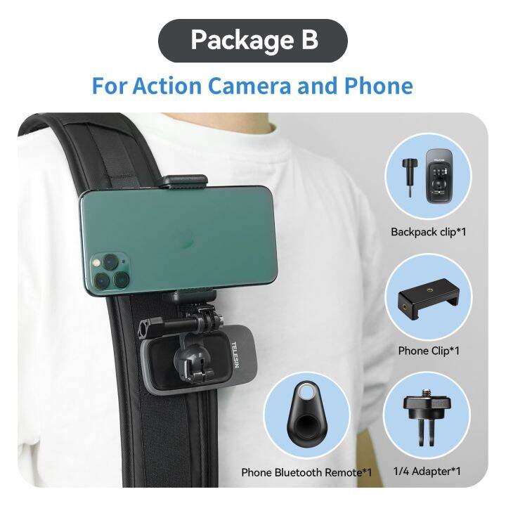 กระเป๋าเป้สะพายหลัง Telein แม่เหล็กคลิป360หมุนสายคล้องไหล่สำหรับ Gopro ...