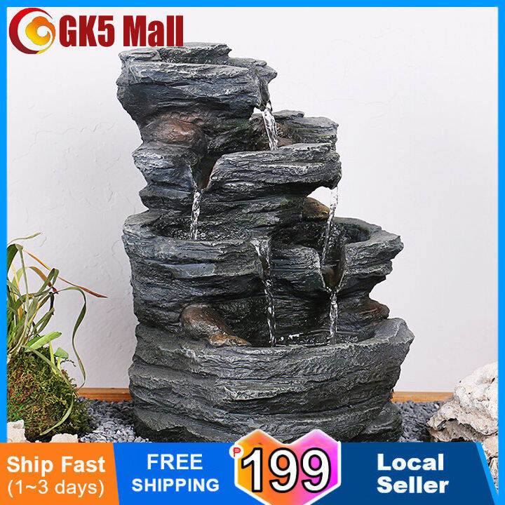 Five Stream Rock Cavern Tabletop Fountain Tiered Desktop Water Feature ...