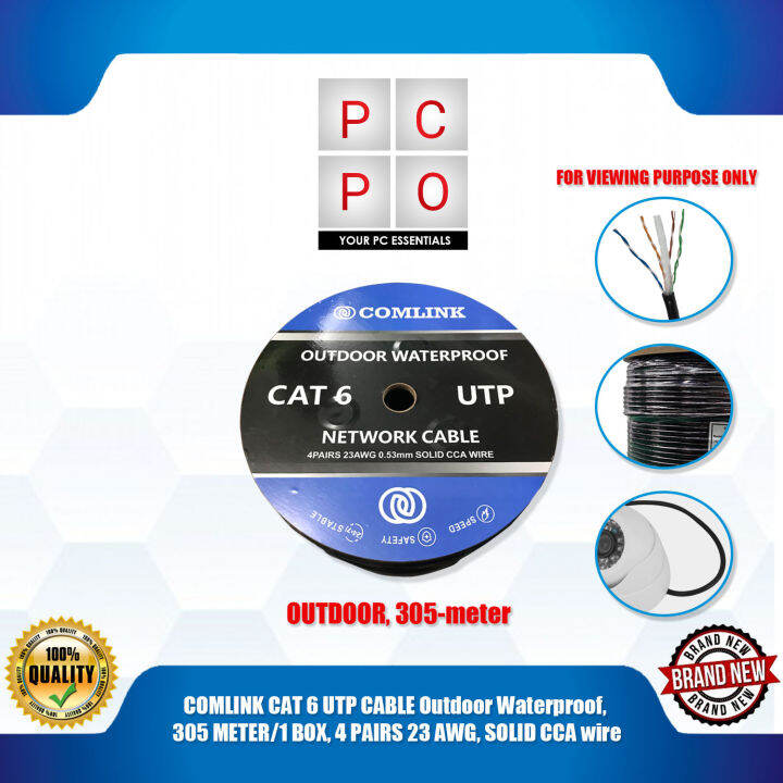 COMLINK CAT 6 UTP CABLE Outdoor Waterproof, 305 METER/1 BOX, 4 PAIRS 23 ...