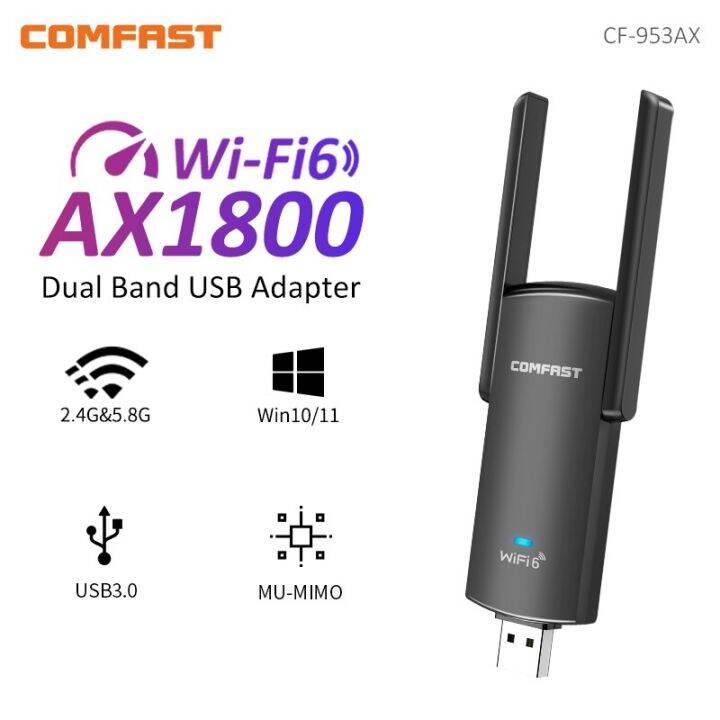 CF-953AX Wifi 6 USB Adapter 2.4G & 5G AX1800 High Speed USB3.0 Wireless Dongle Network Card ...