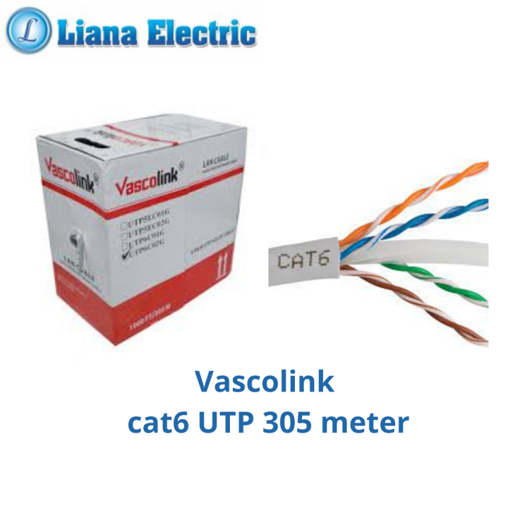 Kabel LAN UTP Cat6 Vascolink UTP Cat 6 CCA 305Mtr Cable Copper 0,50mm PVC Data Pass 150 Meter ...