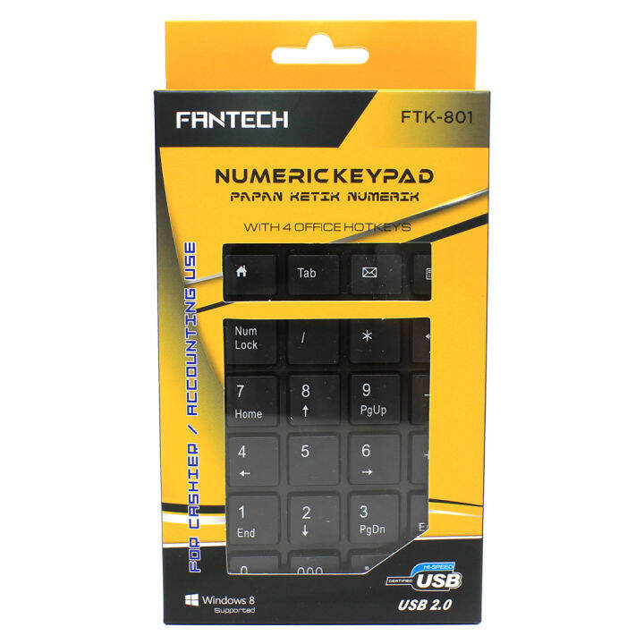 FANTECH FTK-801 USB NUMERIC KEYPAD WITH 23 KEYS FOR PC LAPTOP (FTK-801) | Lazada
