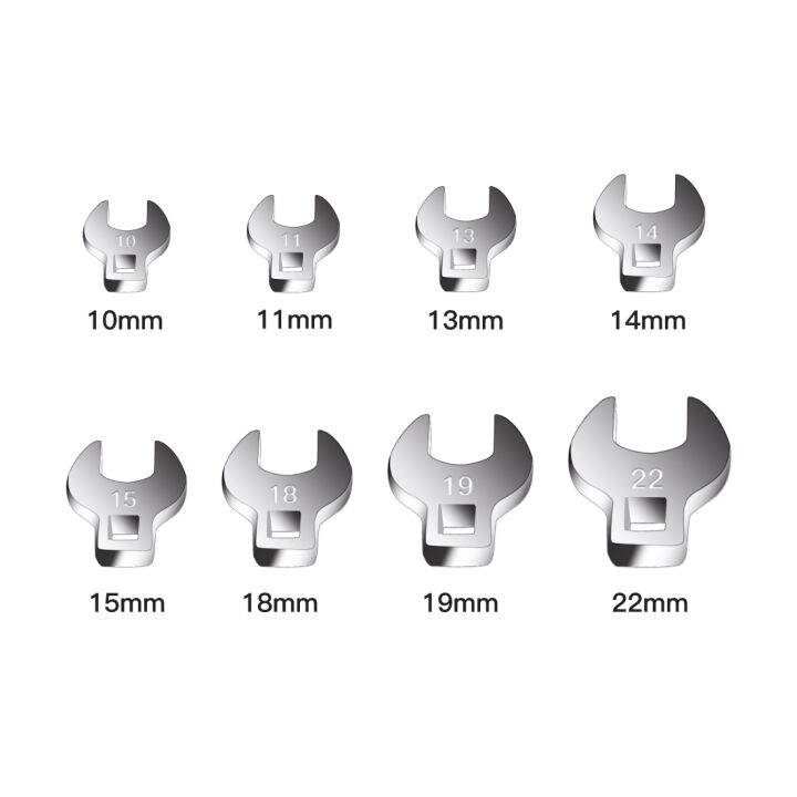 8 Pcs 38 inch Drive Crowfoot Wrench Set 10 to 22mm Metric and SAE ...