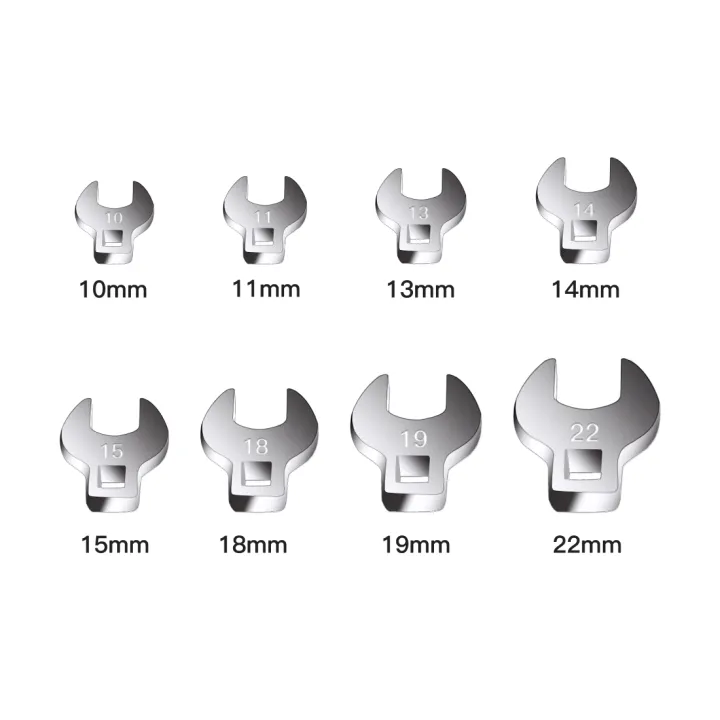 8 Pcs 38 inch Drive Crowfoot Wrench Set 10 to 22mm Metric and SAE ...