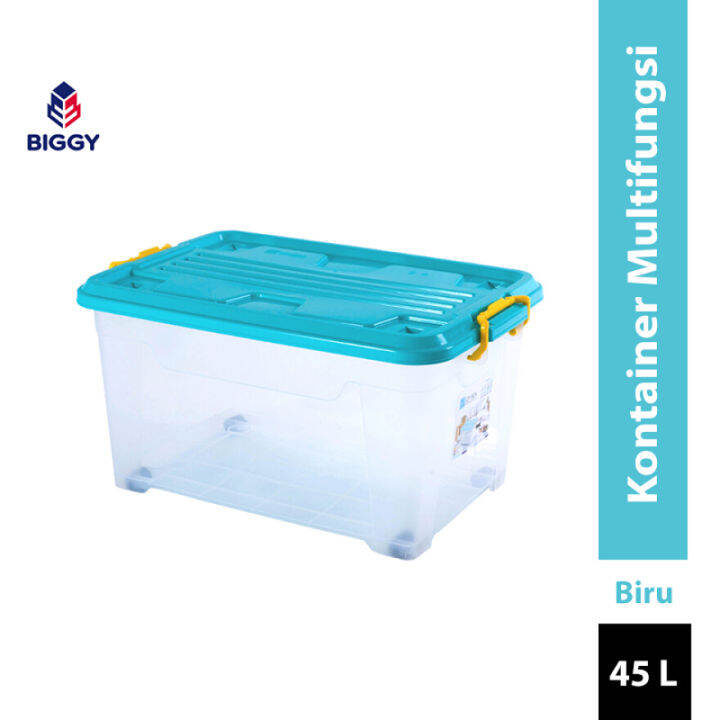 EZY CONTAINER BOX 45 LITER BENING/TRANSPARANT DENGAN RODA | Lazada ...