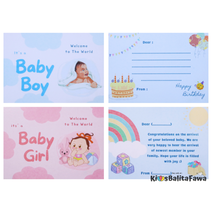 Kartu Ucapan untuk Hadiah (Ulang Tahun/Lahiran/Kado) Bayi Anak Laki Laki & Perempuan Gift Card ...