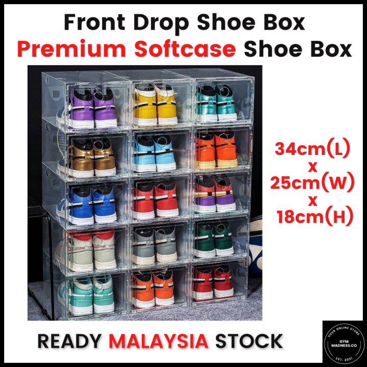 PREMIUM Clear Front Soft Case Shoe Box Stackable Full Transparent PP ...