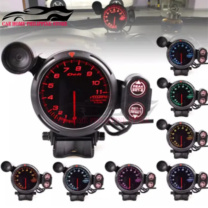 Defi Tachometer Gauge 3.75 Inch 80mm 7 Colors 0-11000 RPM Meter Stepper ...