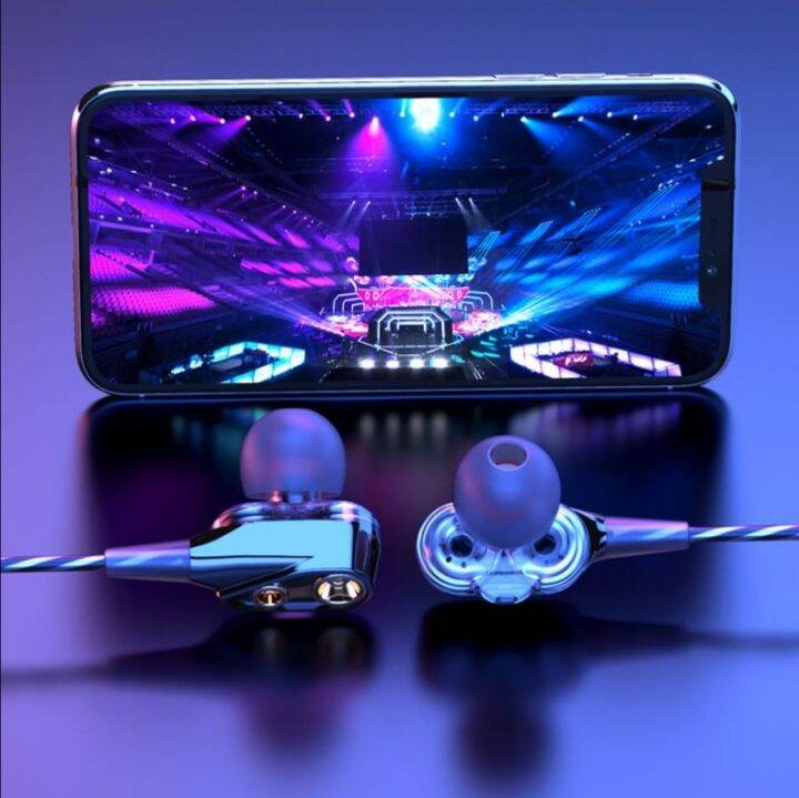 HiFi quad-core dual-moving-ring headphones in-ear headphones subwoofer ...