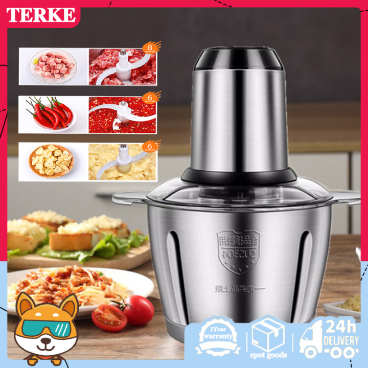 TERKE Electric Meat Grinder Blender Mincer Mixer Stainless Steel ...