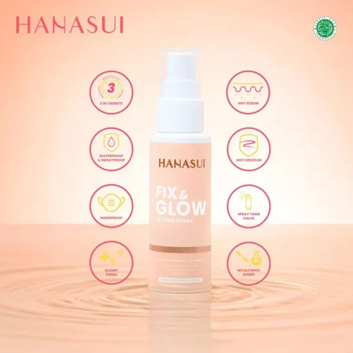HANASUI Fix & Glow Setting Spray 60ml Face Mist Set Make Up Lock by ...