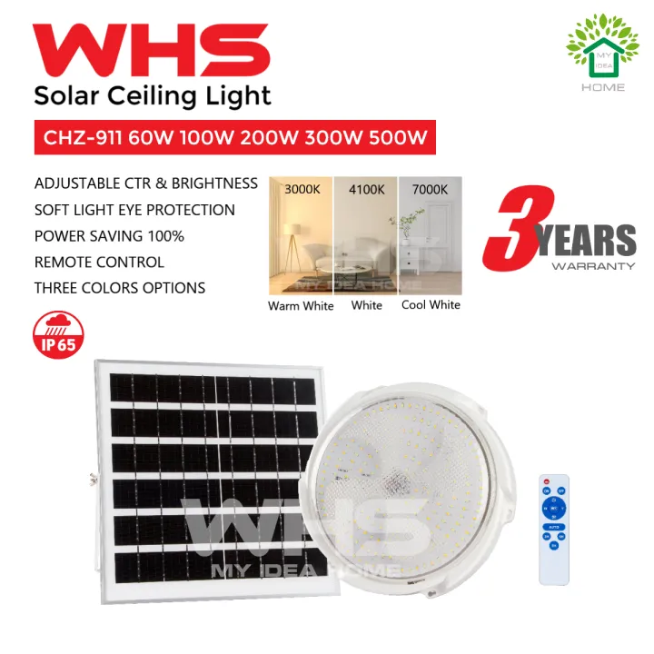 WHS Solar Ceiling Light 60W 100W 200W 300W 500W Solar Light LED indoor ...