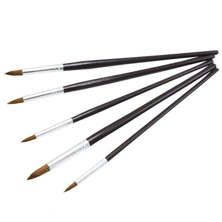 5Pcs Long Handle Filbert Shape Brass Ferrules weasel Hair watercolor ...