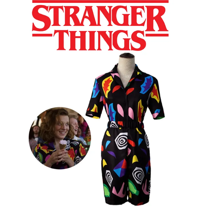 Stranger Things Women Girl Mall Eleven Cosplay Costume Jumpsuit T Shirt ...