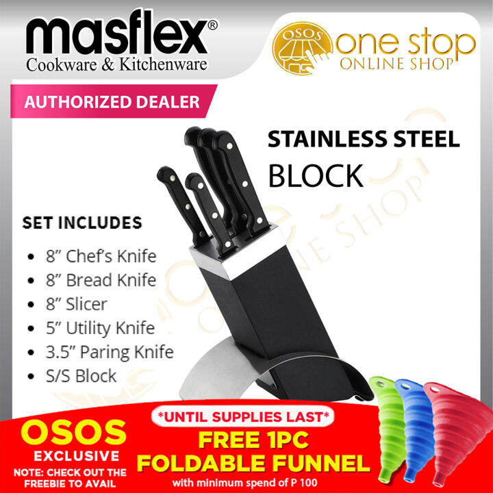 Masflex Original 6 Piece Knife Set With Stainless Steel Block OW-6KB ...
