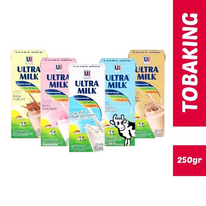 Ultra Milk susu UHT 250ml Full Cream Strawberry Cokelat Moka 250 ml | Lazada Indonesia