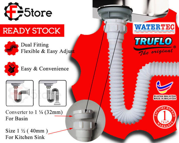 [Ready Stock] Watertec Truflo Premium Grade Flexible Dual Fitting 1½ ...