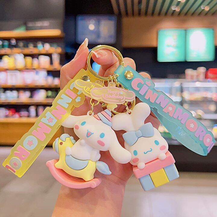 cute Sanrio Cinnamoroll Doll Keychain Happy Birthday Pendant Soft ...