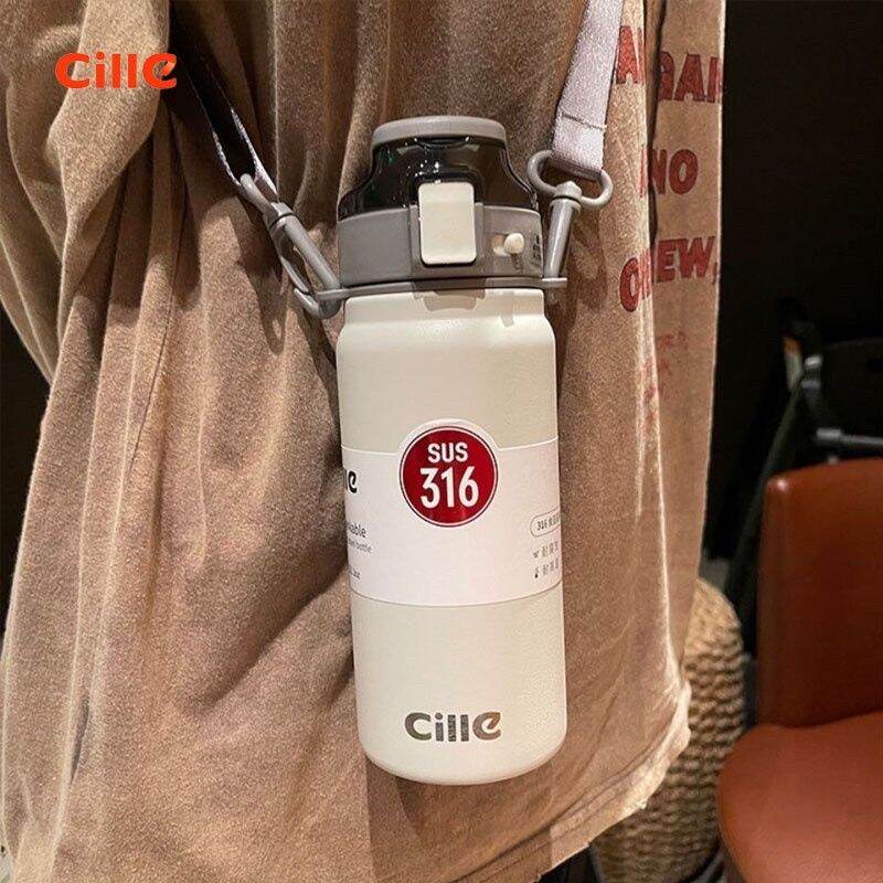 【Ganggang】กระบอกน้ำ 1.7 ลิตร (1700ml) สแตนเลส 316 ความจุสูงกระบอกน้ำเก็บความเย็น ด้วยฟางถ้วยน้ำ ...