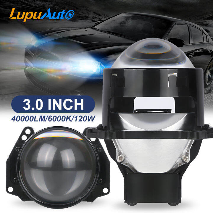 Lupuauto Bi Led Retrofit เลนส์โปรเจคเตอร์120W 40000LM 3.0นิ้วสำหรับไฟหน้ารถเลนส์ไฮเปอร์โบลอยด์ ...
