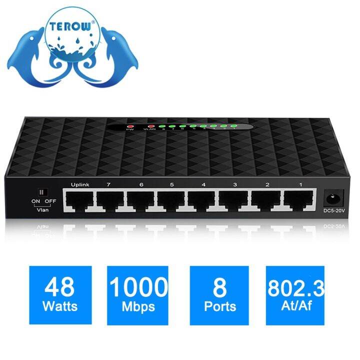 TEROW Gigabit Ethernet Switch 5 8 Ports 1000Mbps No POE Art Switcher IEEE 802.3At/Af Home ...