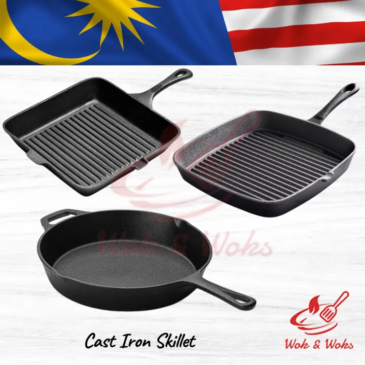 Cast Iron Skillet Pan / Kuali Besi Tuang | Lazada