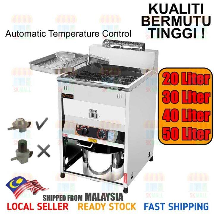 Commercial Gas Deep Fryer Machine Mesin Goreng Dapur Ayam Gunting 20 Liter 30 Liter 40 Liter 50 ...