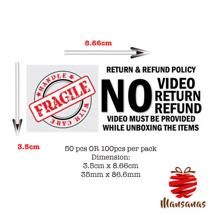 Mansanas FRAGILE NO VIDEO NO RETURN NO REFUND Customized Packaging ...
