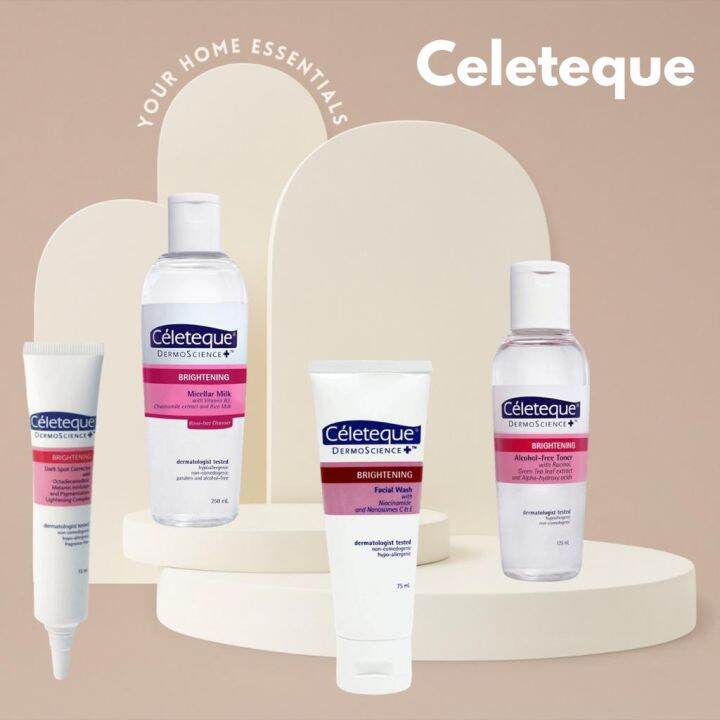 ☼CELETEQUE DermoScience Brightening Facial Wash, Toner, Micellar Milk ...
