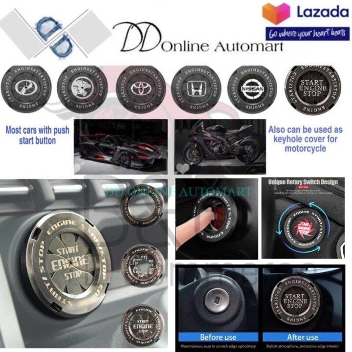 [NEW!] Auto Car Engine Spin Push Start Stop Button Cover Proton Perodua ...