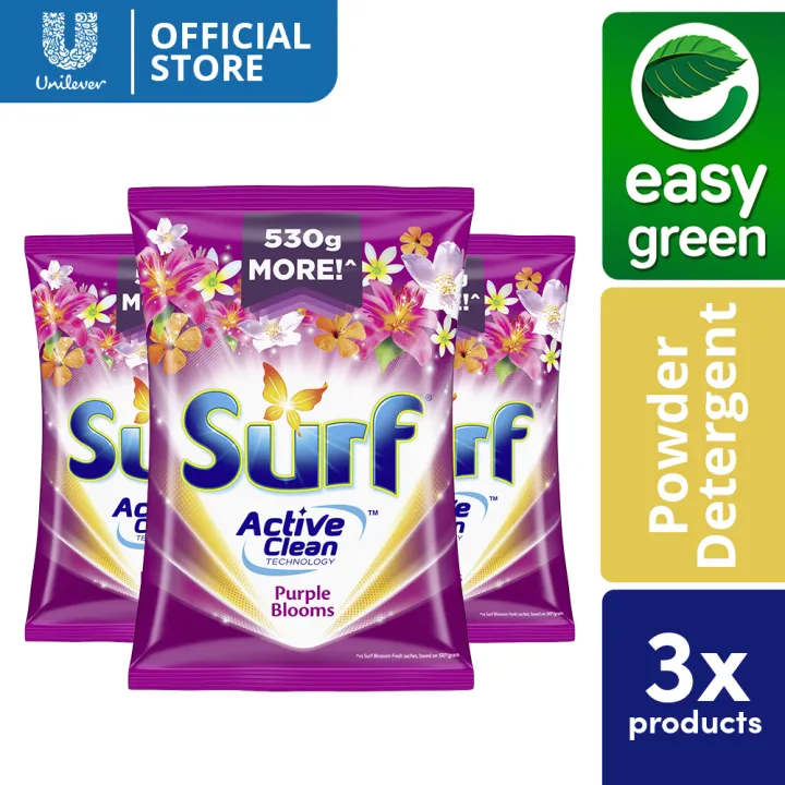 [BUNDLE] Surf Purple Blooms Laundry Powder Detergent 2.2kg Pouch 3x ...