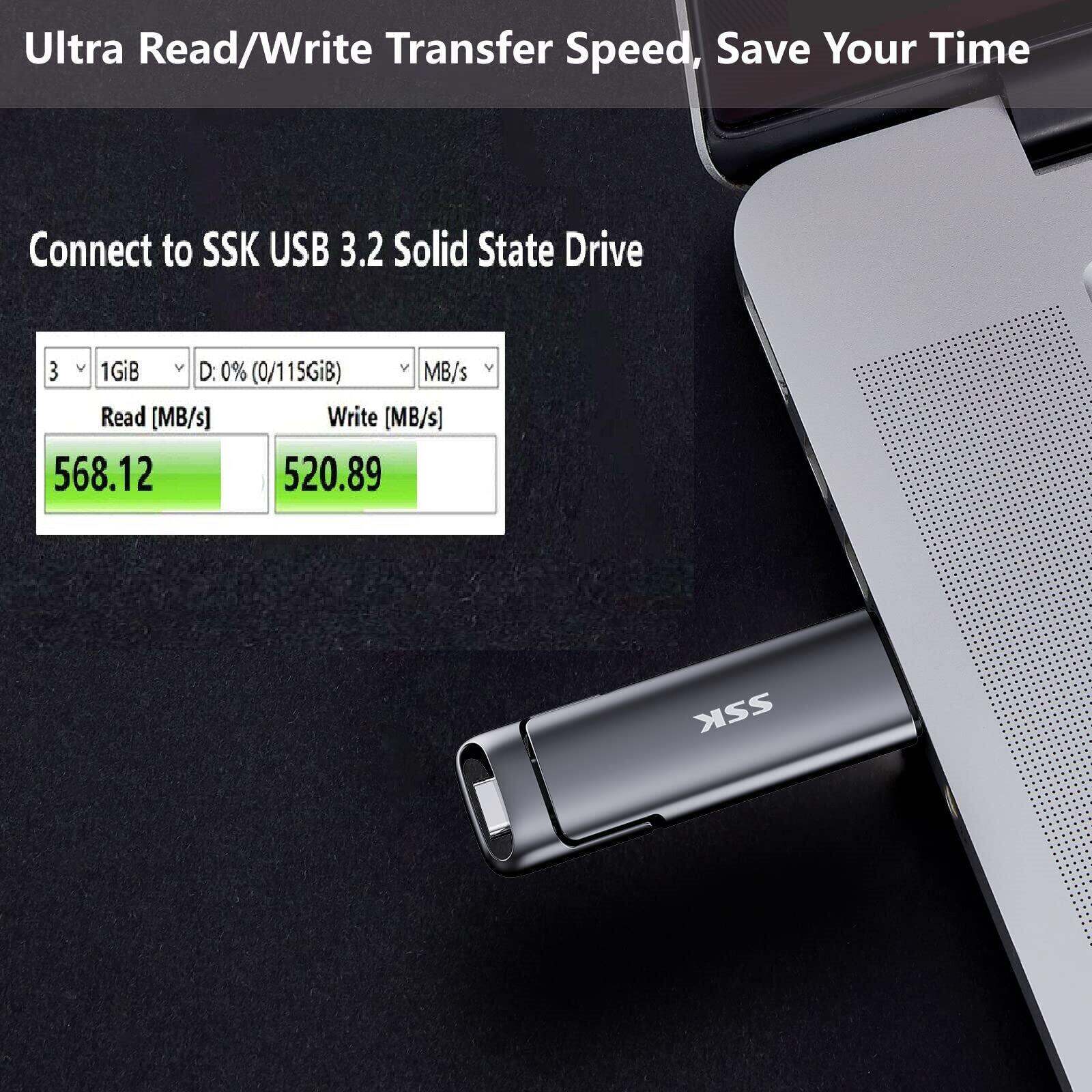 SSK 550MB/s SSD Flashdrive 1TB OTG แฟลชไดรฟ์ Type C USB3.2 Gen2 แฟลชไดร ...