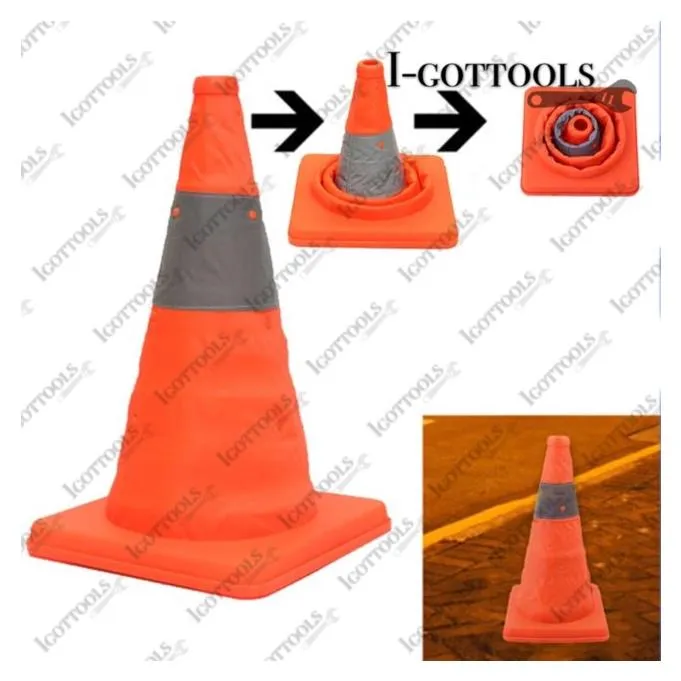 28IN 70CM Collapsible Reflective Traffic Road Safety Cones Flexible ...